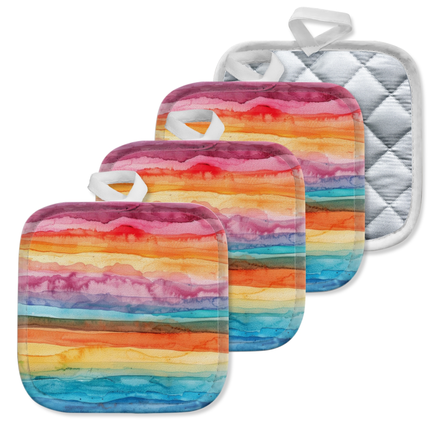 4 Pack Pot Holders,Kitchen Essential, Potholder Set,Soft Watercolor ...