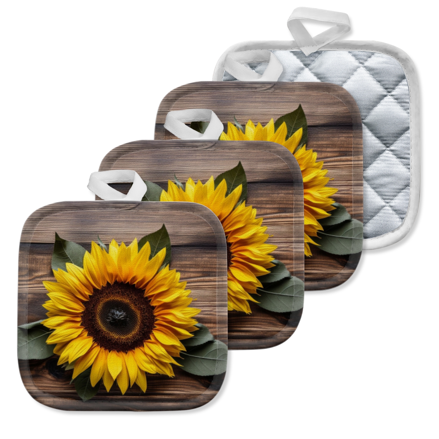 4 Pack Pot Holders,Kitchen Essential, Potholder Set,Sunflower On A ...