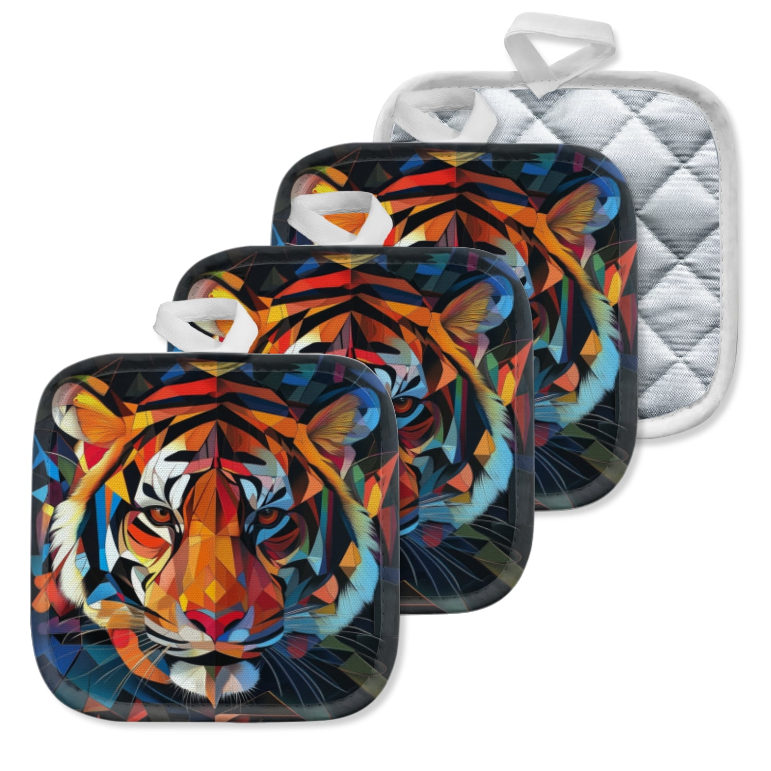4 Pack Pot Holders,Kitchen Essential, Potholder Set,The Dynamic Allure Of A Cubist Inspired ...