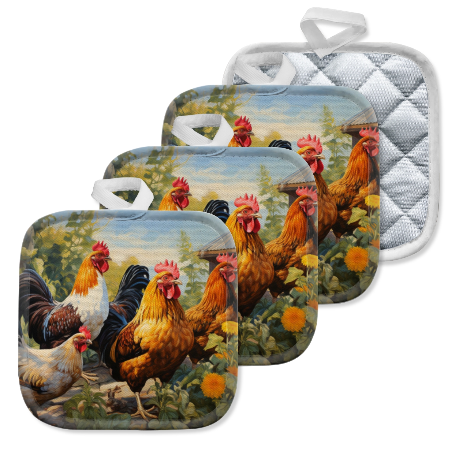 4 Pack Pot Holders,Kitchen Essential, Potholder Set,The Lively Charm Of ...