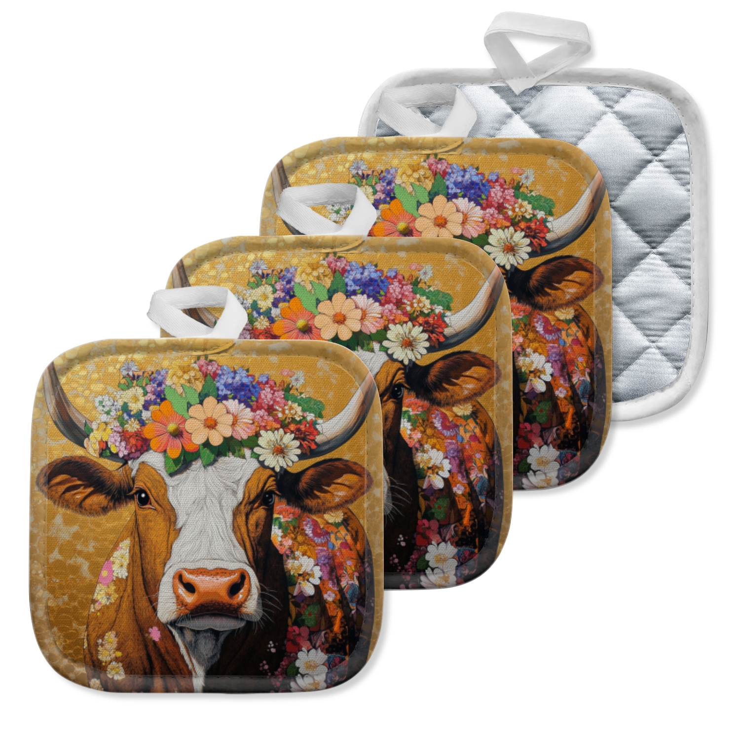 4 Pack Pot Holders,Kitchen Essential, Potholder Set,The Majestic Allure ...