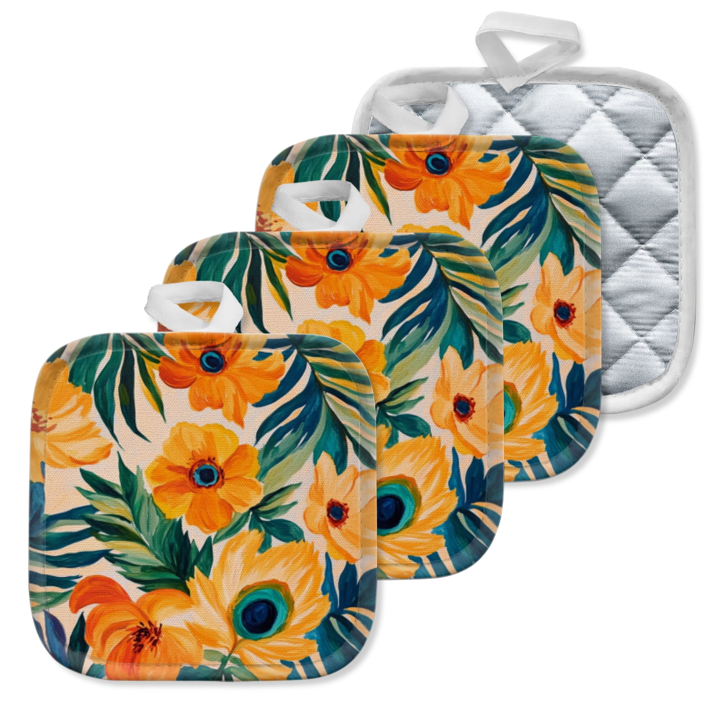 4 Pack Pot Holders,Kitchen Essential, Potholder Set,The Vibrant Allure ...