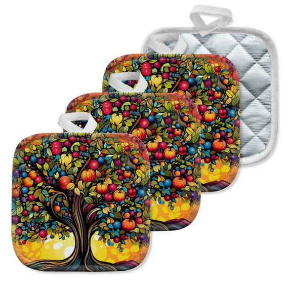 4 Pack Pot Holders,Kitchen Essential, Potholder Set,Tree Of ...