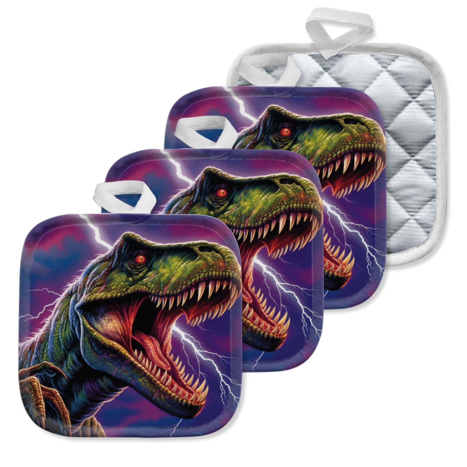 4 Pack Pot Holders,Kitchen Essential, Potholder Set,Tyrannosaurus Rex ...