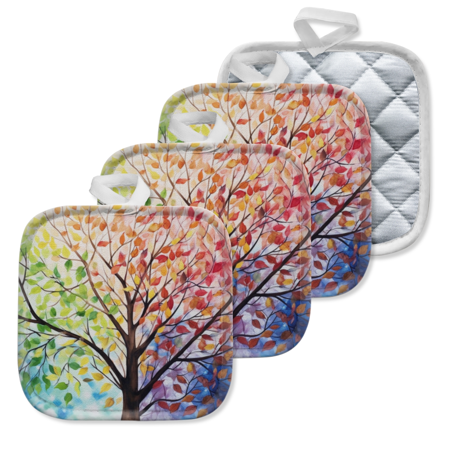 4 Pack Pot Holders,Kitchen Essential, Potholder Set,Watercolor Painting ...