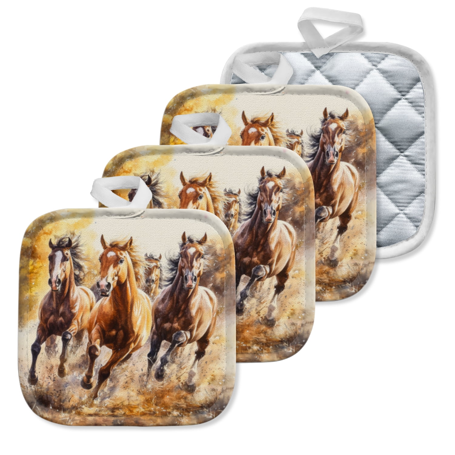 4 Pack Pot Holders,Kitchen Essential, Potholder Set,Watercolor Painting ...