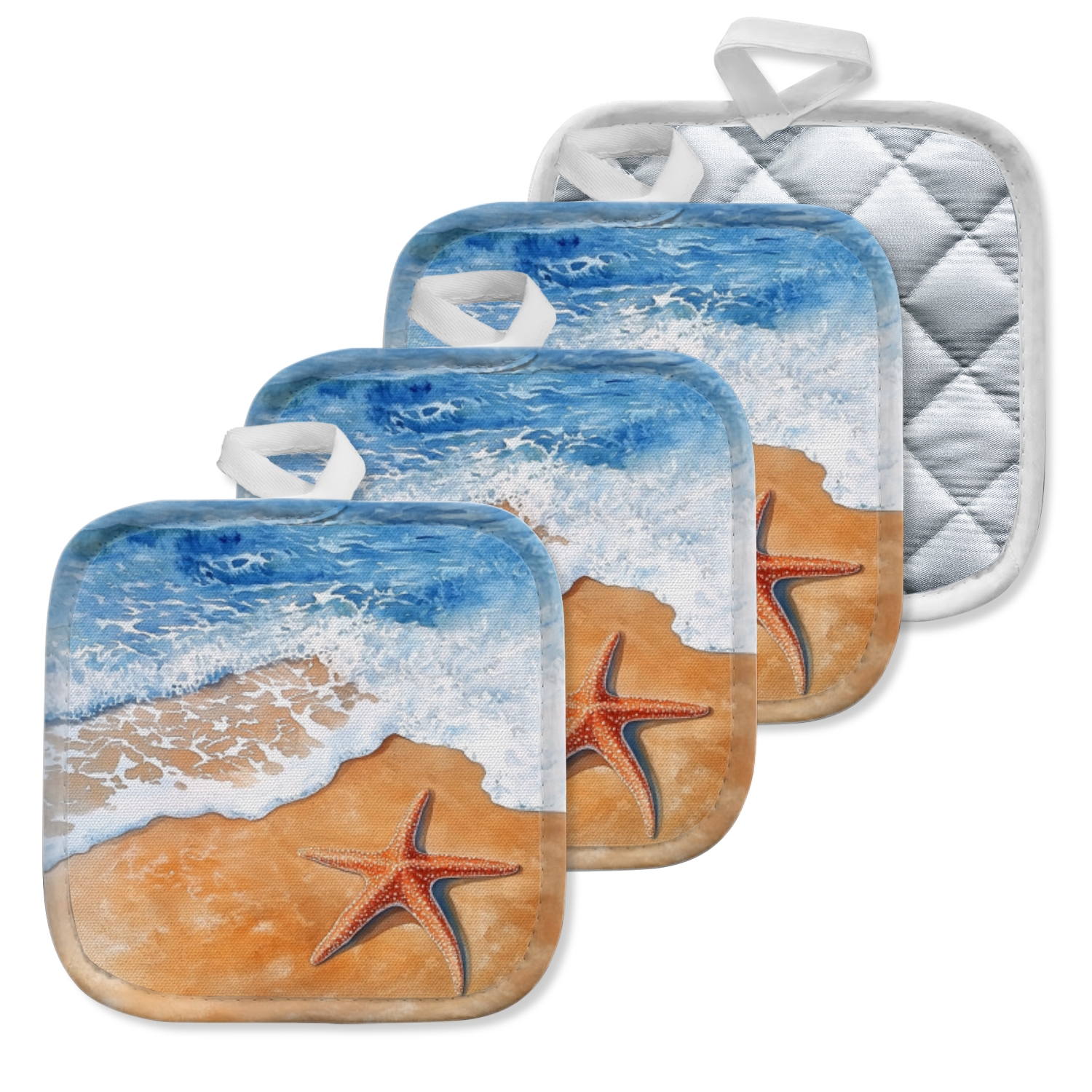 4 Pack Pot Holders,Kitchen Essential, Potholder Set,Watercolor Seaside ...