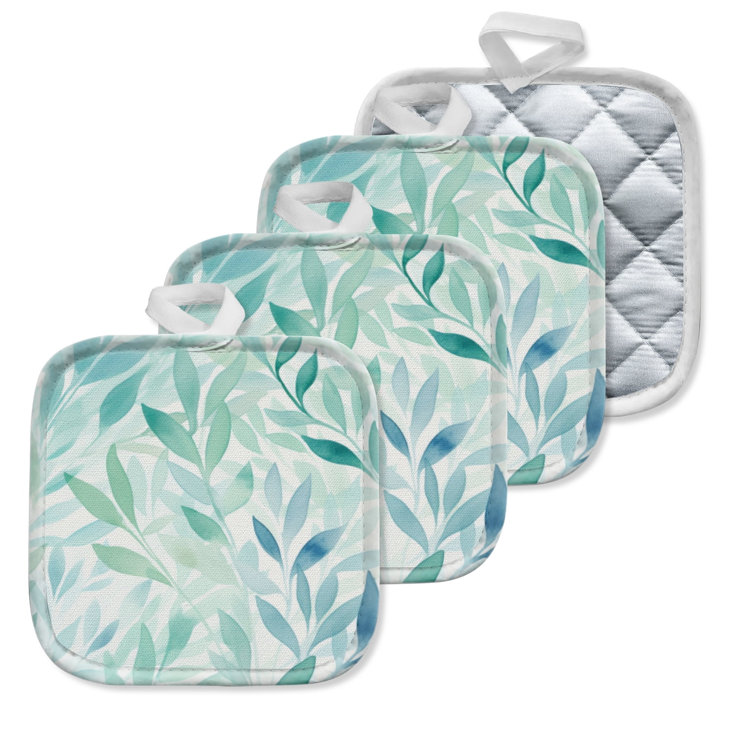 4 Pack Pot Holders,Kitchen Essential, Potholder Set,Watercolor Style ...