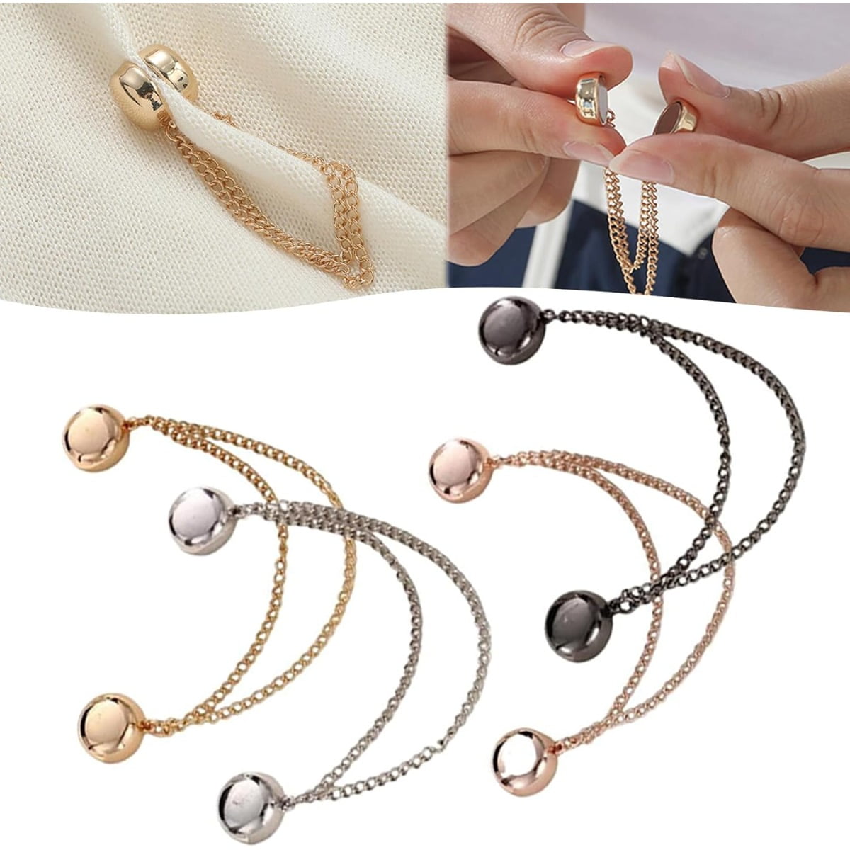 4 Pack Powerful Hijab Magnets with Chain,Multi-Function Magnetic ...