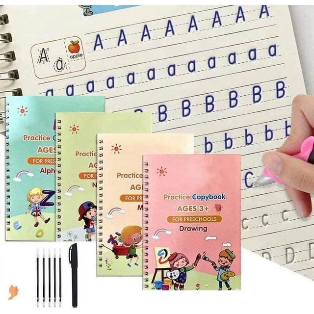 4 Pack Practice Copybook That Can Be Reused, Calligraphy Set for Kids ...