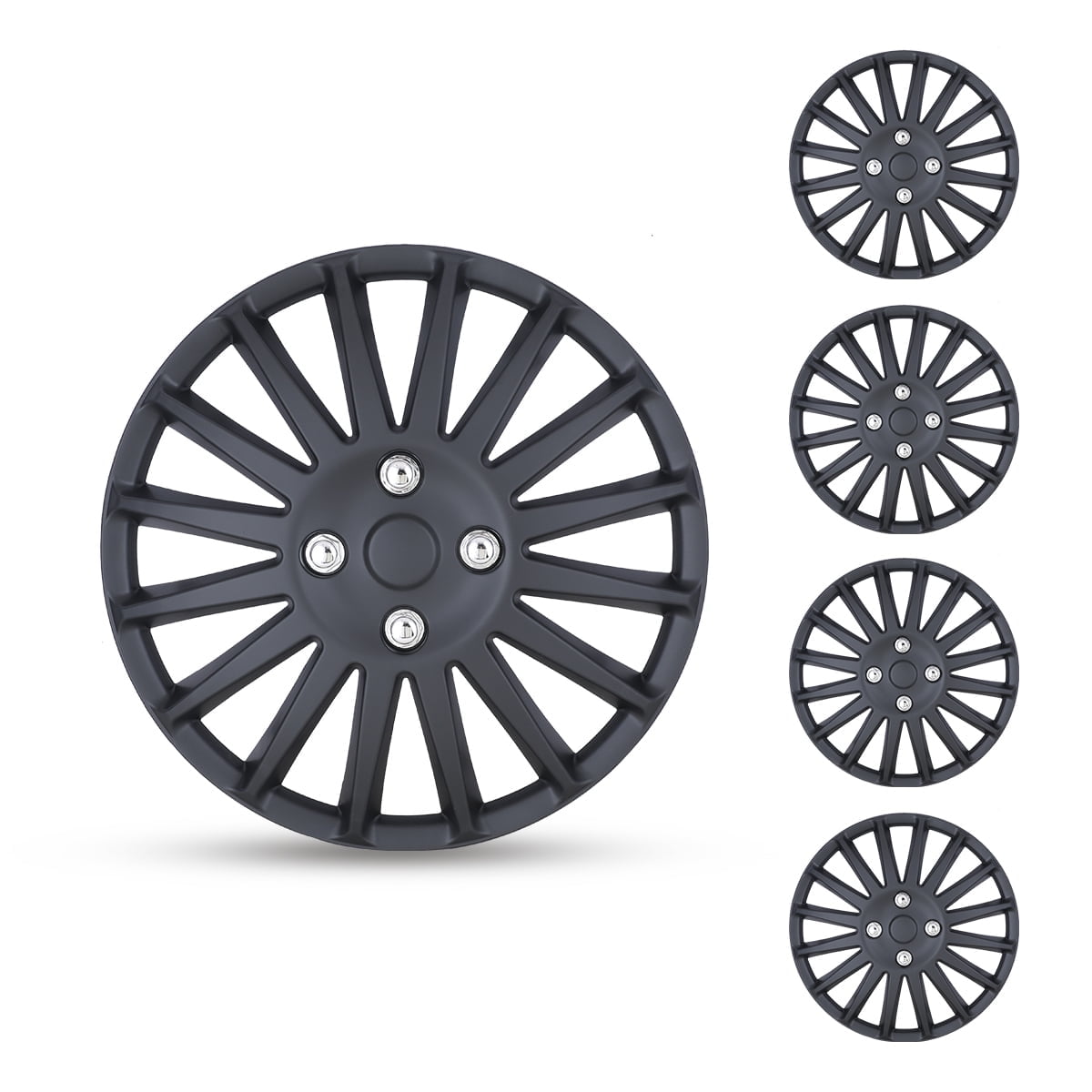 (4-Pack) Premium 14" Black Wheel Rim Cover Hubcaps Replacement Snap On ...