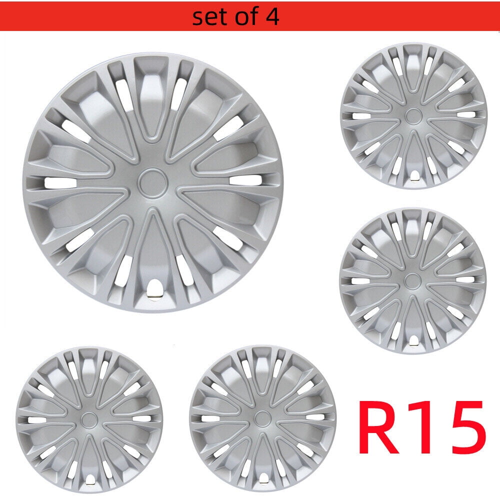 (4-Pack) Premium 15" Silvery Wheel Rim Cover Hubcaps for R15 Tire and ...