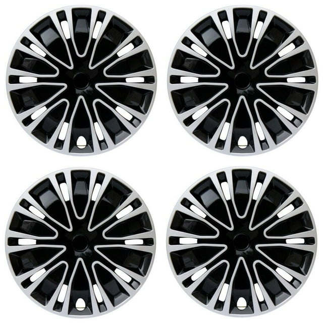 (4-Pack) Premium 16" Black & Silvery Wheel Rim Cover Hubcaps for R16 ...