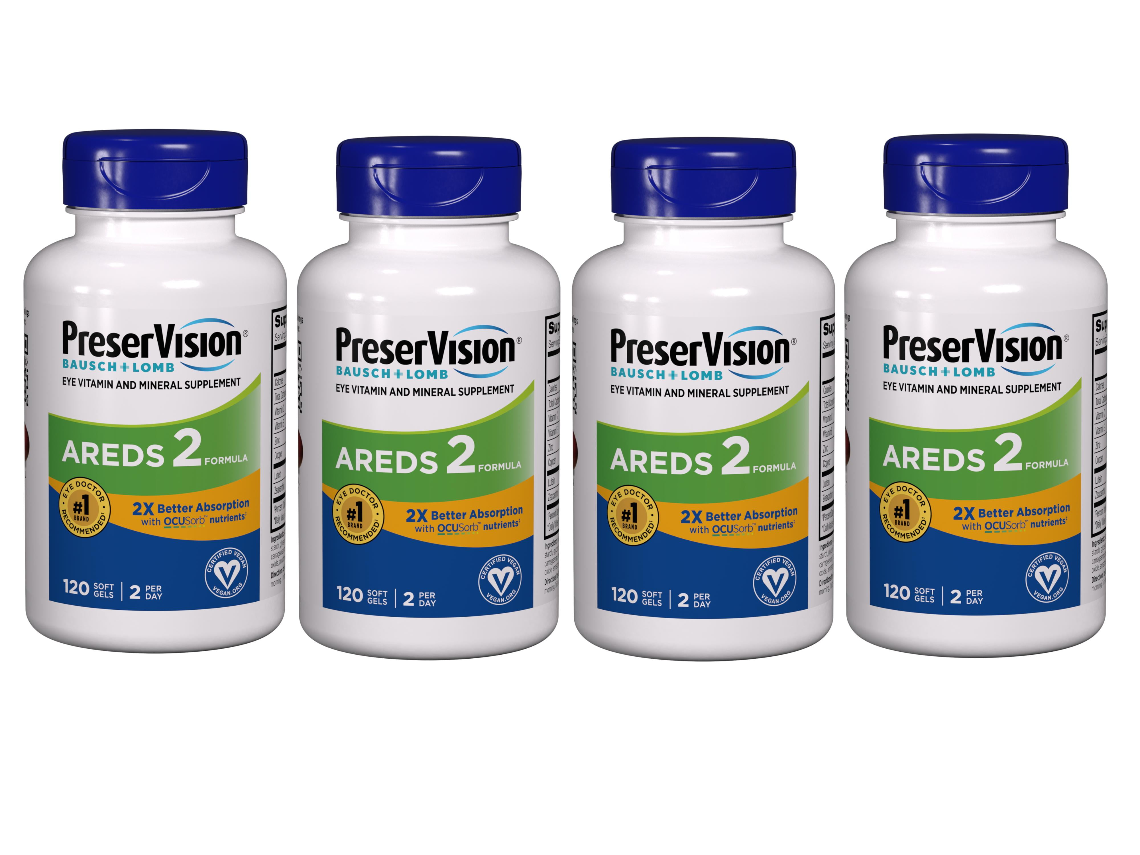 4 Pack - PreserVision AREDS 2 Eye Vitamin & Mineral Supplement with OCUSorb, Contains Lutein ...