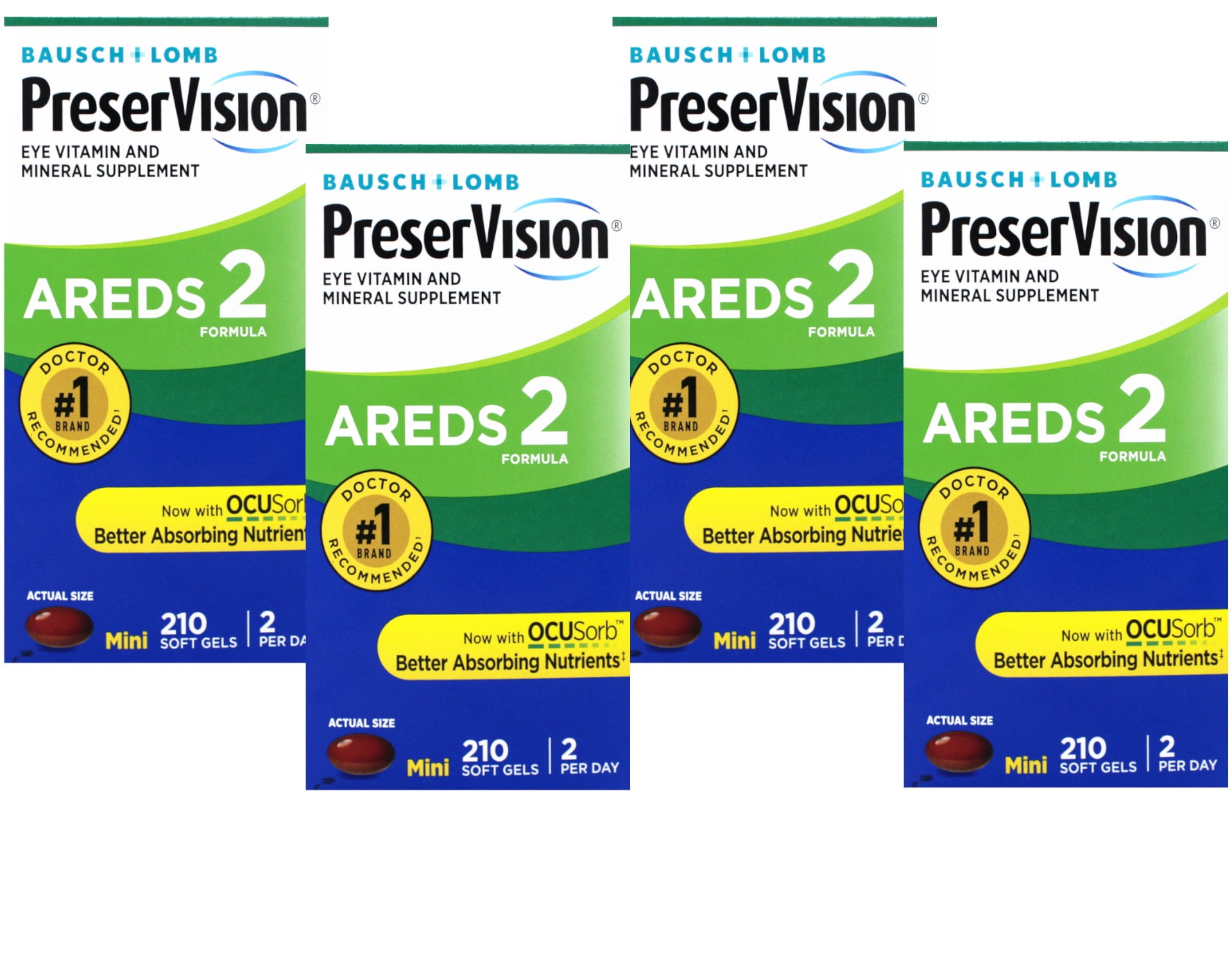 4 Pack - PreserVision® AREDS 2 Formula + Multivitamin, Eye Vitamin and Mineral Supplement with ...