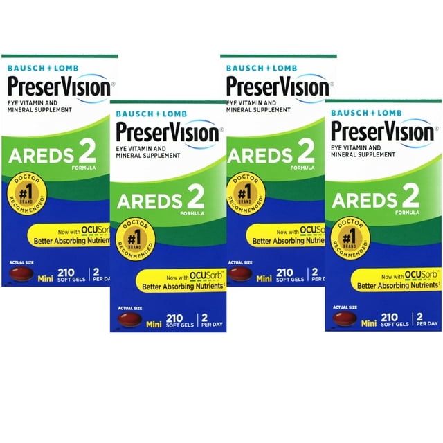 4 Pack - PreserVision® AREDS 2 Formula + Multivitamin, Eye Vitamin and Mineral Supplement with ...