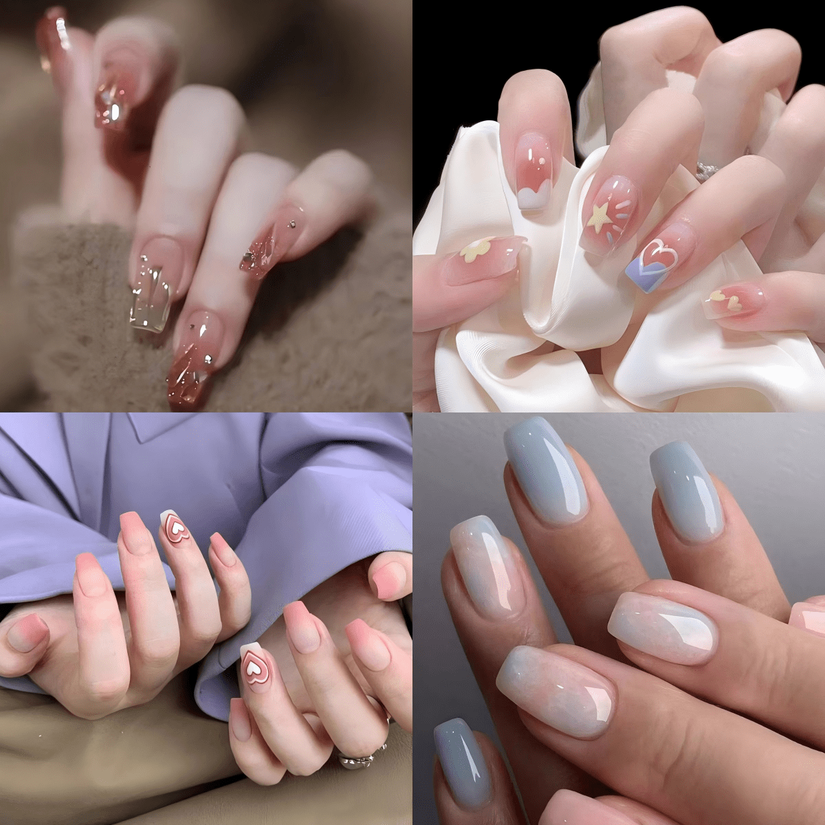 4-Pack Press on Nails - 96 Pieces Long-Wear, Glossy Finish, Quick Stick ...
