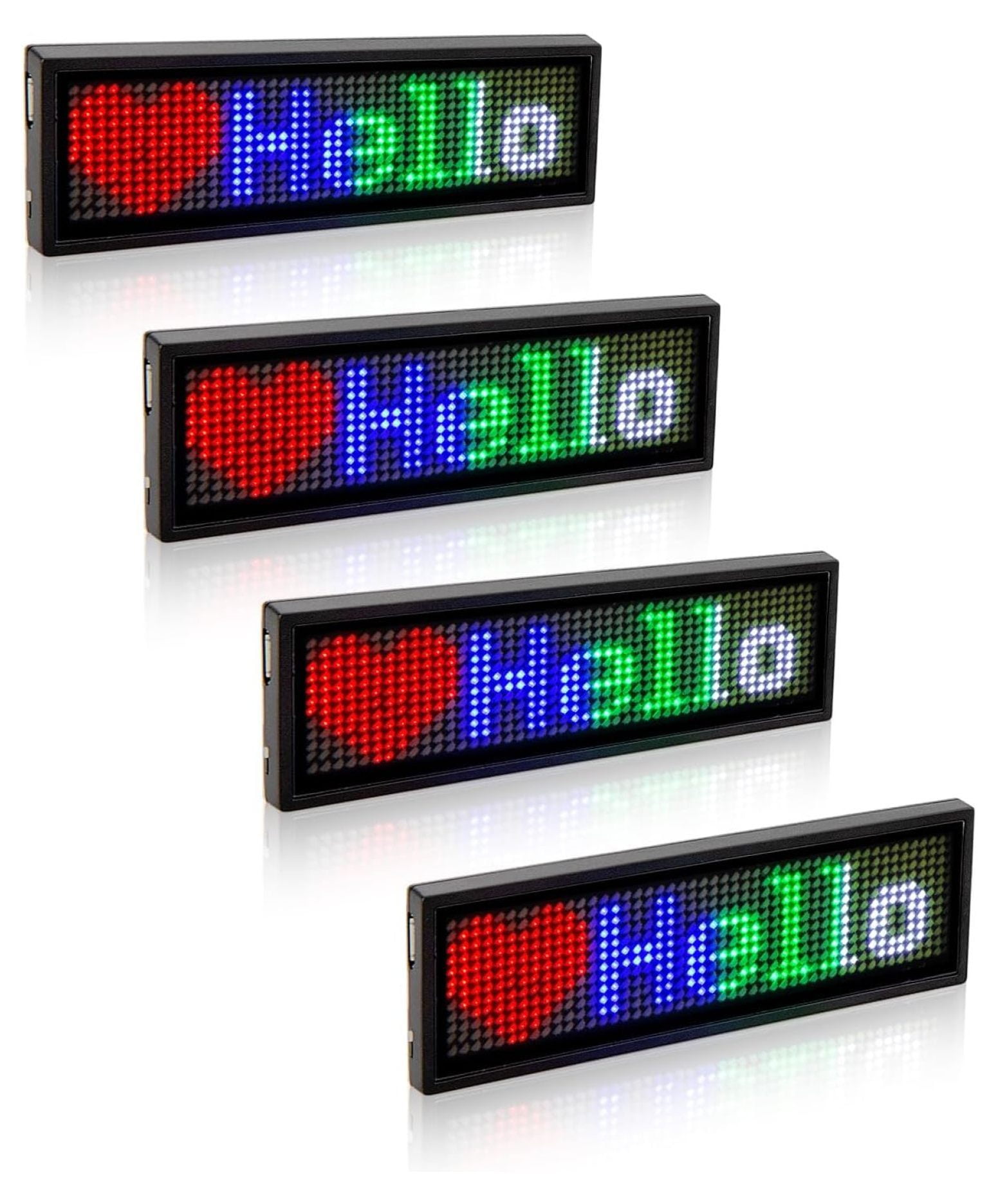 4 Pack Programmable Bluetooth Led Name , Rechargeable LED Name Badge ...