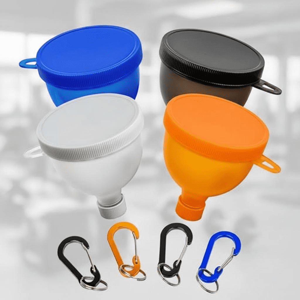 4-Pack Protein Shaker Funnel with Durable Carabiners and Leak-Proof ...