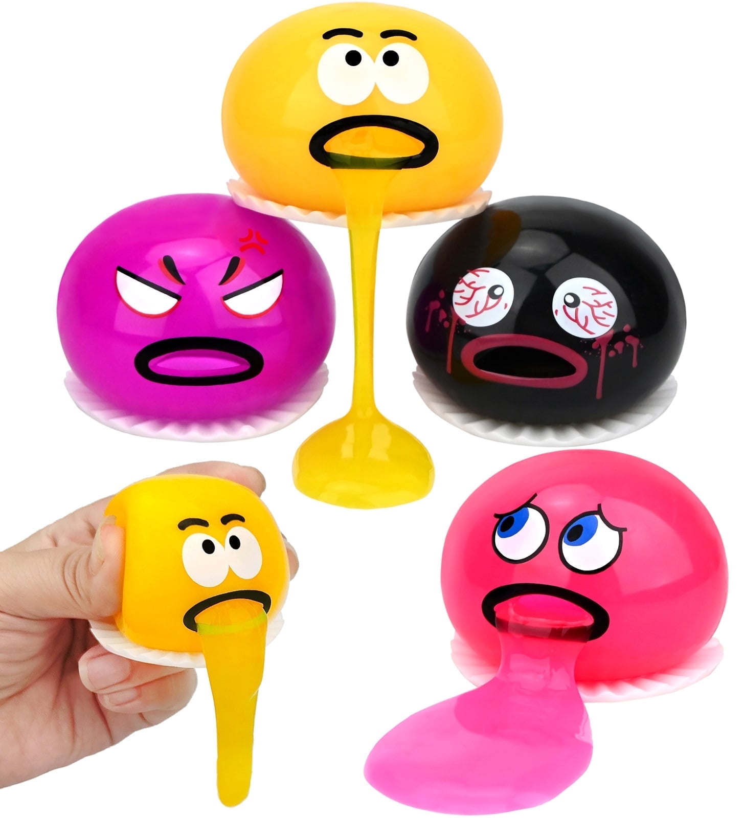 4 Pack Puking Slime Stress Balls Fidget Toy Set, Vomiting Sucking Egg ...