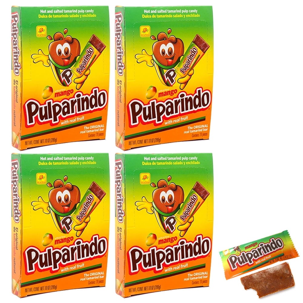 4 Pack Pulparindo Mango Mexican Candy Bar Tamarind Pulp Hot & Salted 80 ...