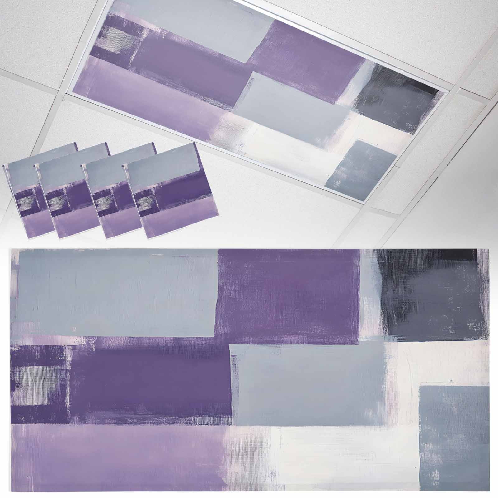 4 Pack Purple Grey Fluorescent Light Covers for Ceiling Lights Graffiti ...
