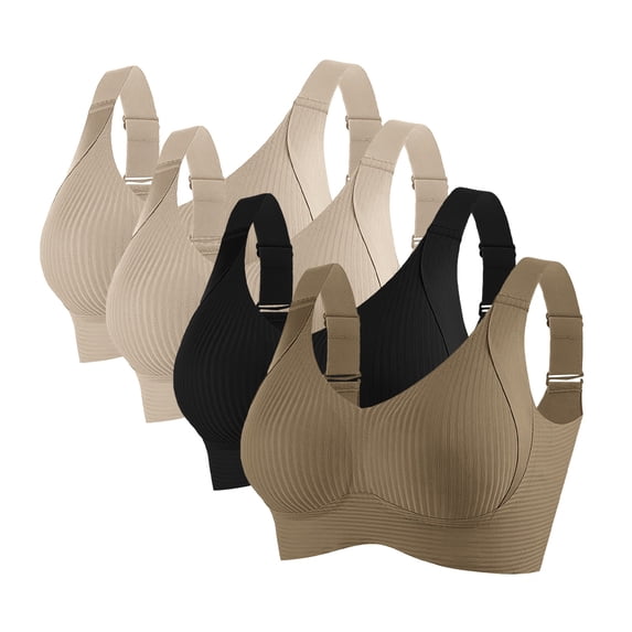 4 Pack Push Up Bra for Women JIANLAI No Show Padded Wirefree Full ...