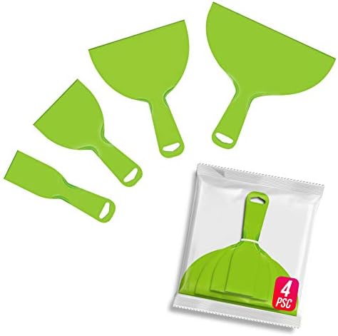 4 Pack Putty Knife, Large Size Pack, Flexible Plastic Paint Scraper ...