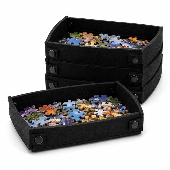 4 Pack Puzzle Sorting Trays, 5 mm Thick Black Felt Stackable Fold-Flat ...