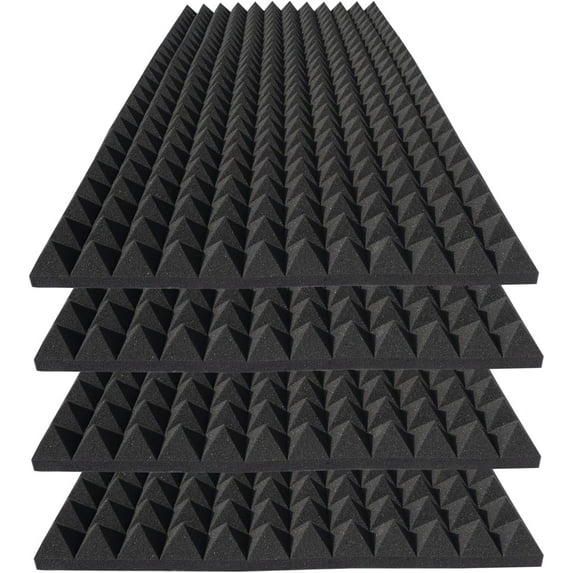 4 Pack Pyramid Sound Proof Foam Panels,48x24x2 Inch Acoustic Foam,High ...