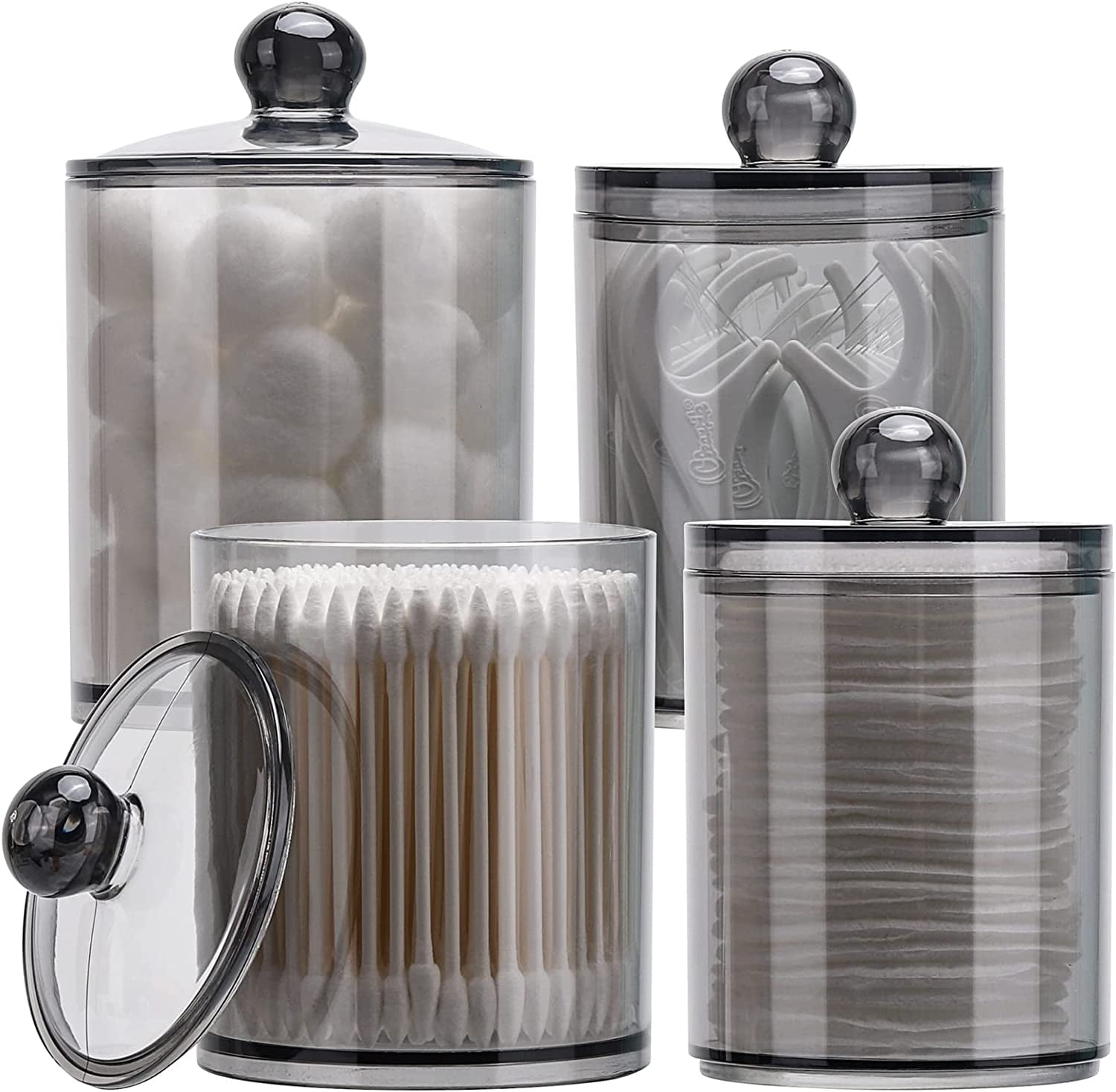 4 Pack Qtip Holder 10-Ounce, 12-Ounce Bathroom Organizer Accessories ...