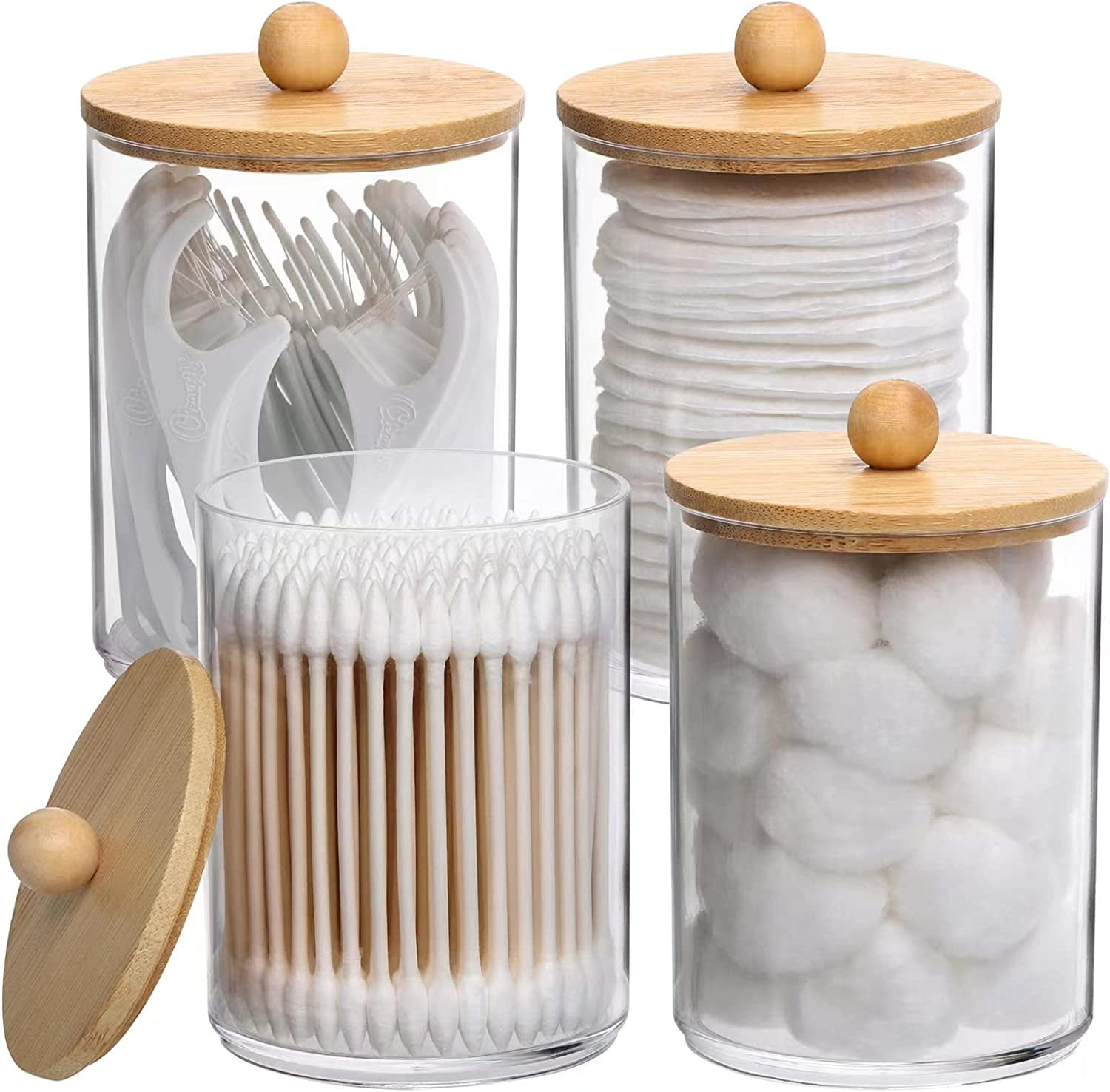4 Pack Qtip Holder, 10-Ounce Bathroom Organizer Accessories Storage ...