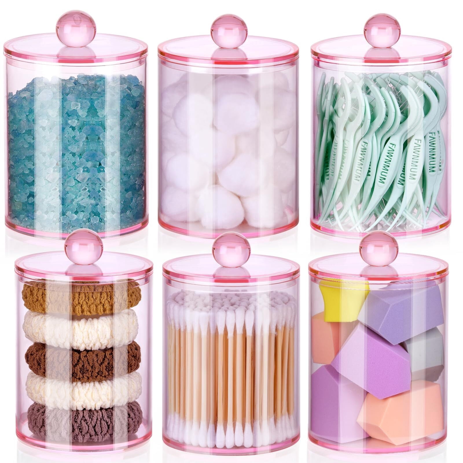 4 Pack Qtip Holder,Canister Apothecary Jar Set, Bathroom Jars with Lids ...