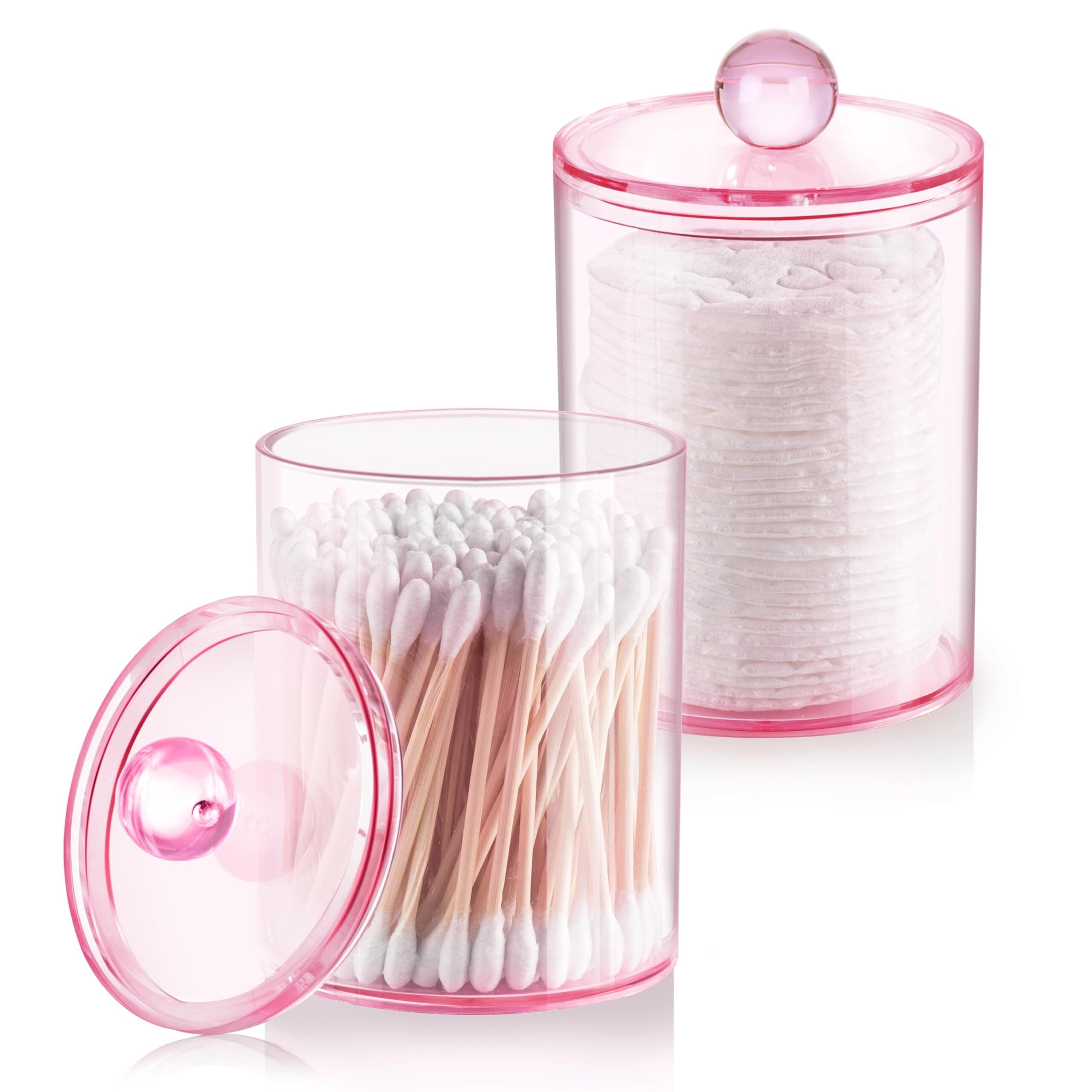 4 Pack Qtip Holder,Canister Apothecary Jar Set, Bathroom Jars with Lids ...