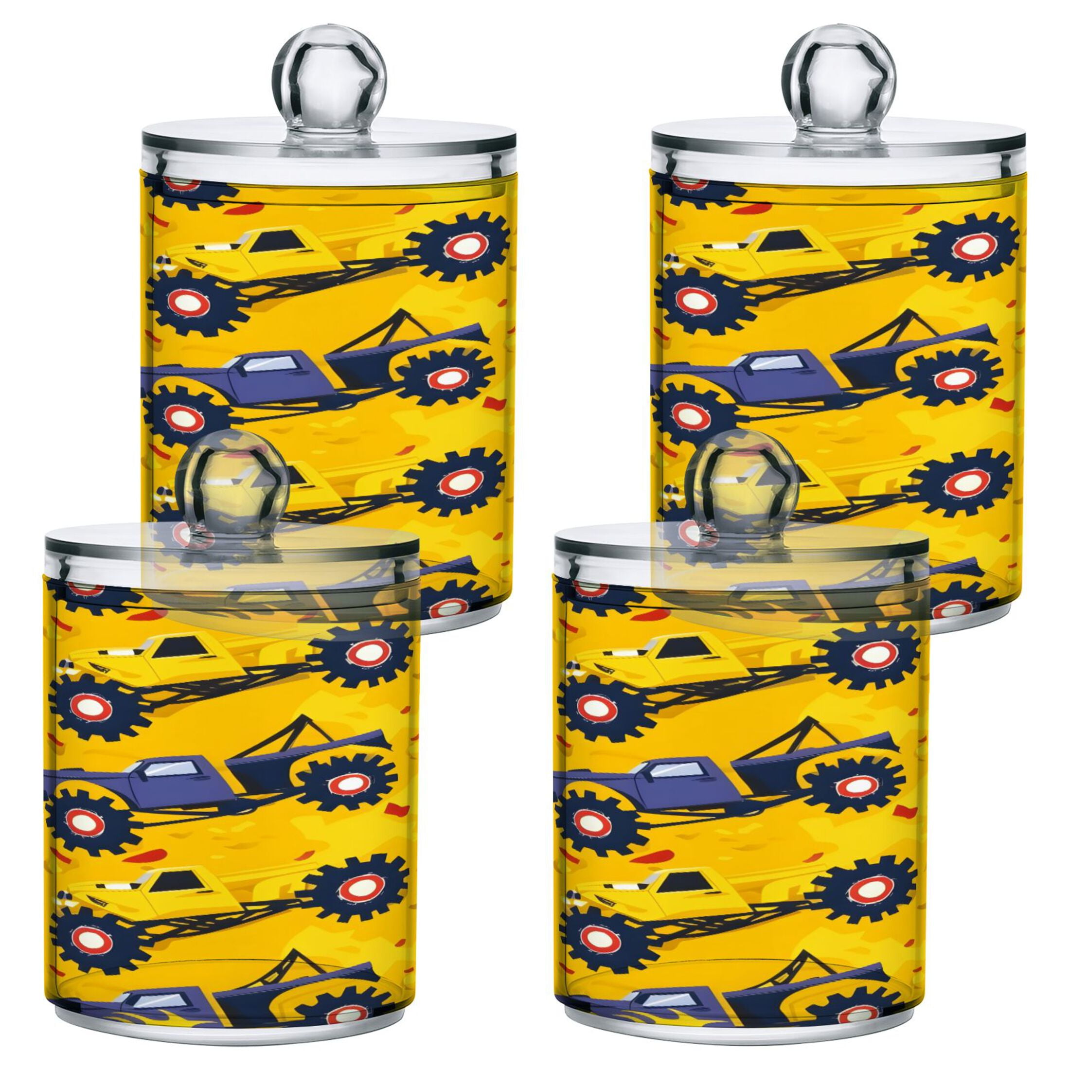4 Pack Qtip Holder Dispenser Cartoon Monster Truck Clear Plastic ...
