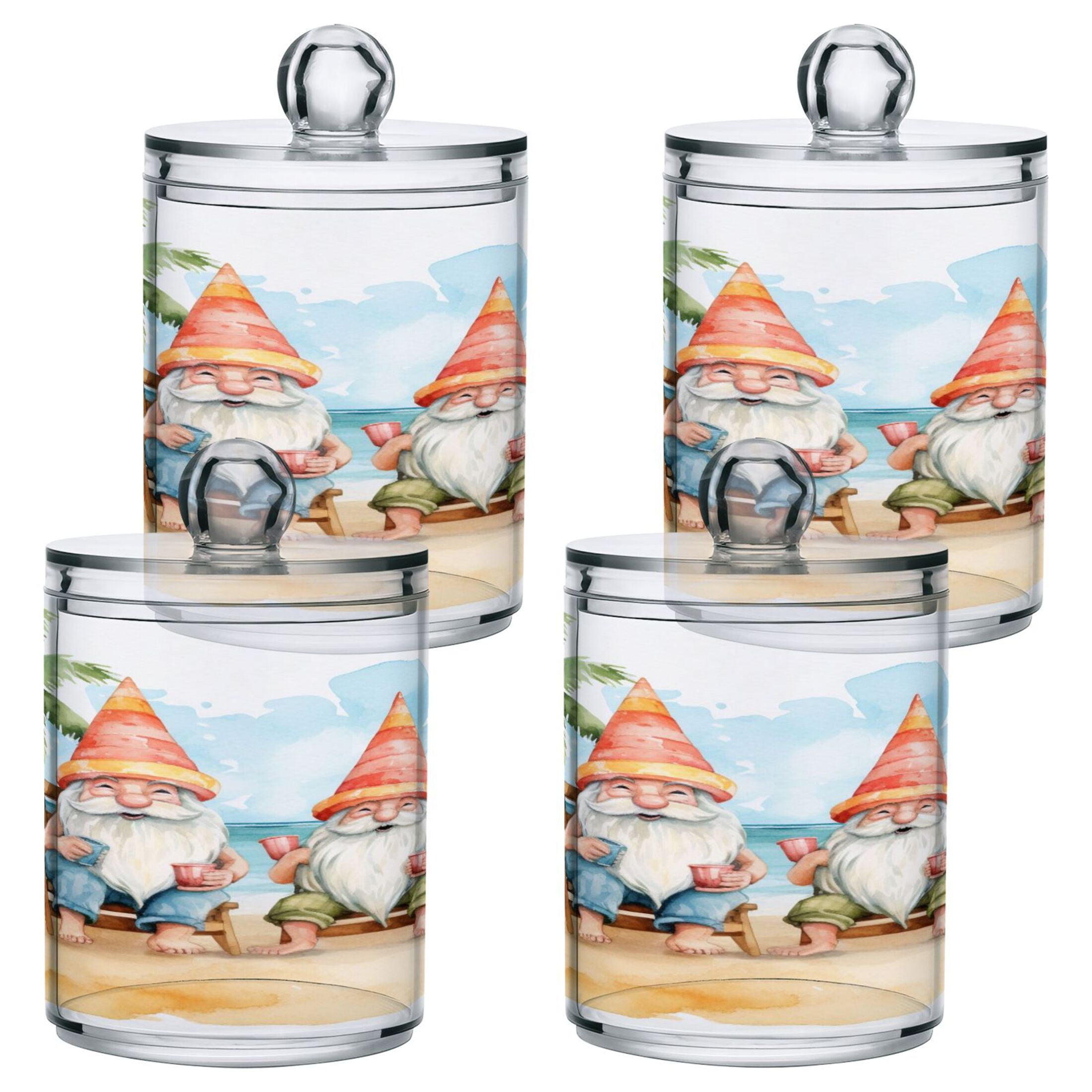 4 Pack Qtip Holder Dispenser Dwarfs Seat Chair on Beach Clear Plastic ...