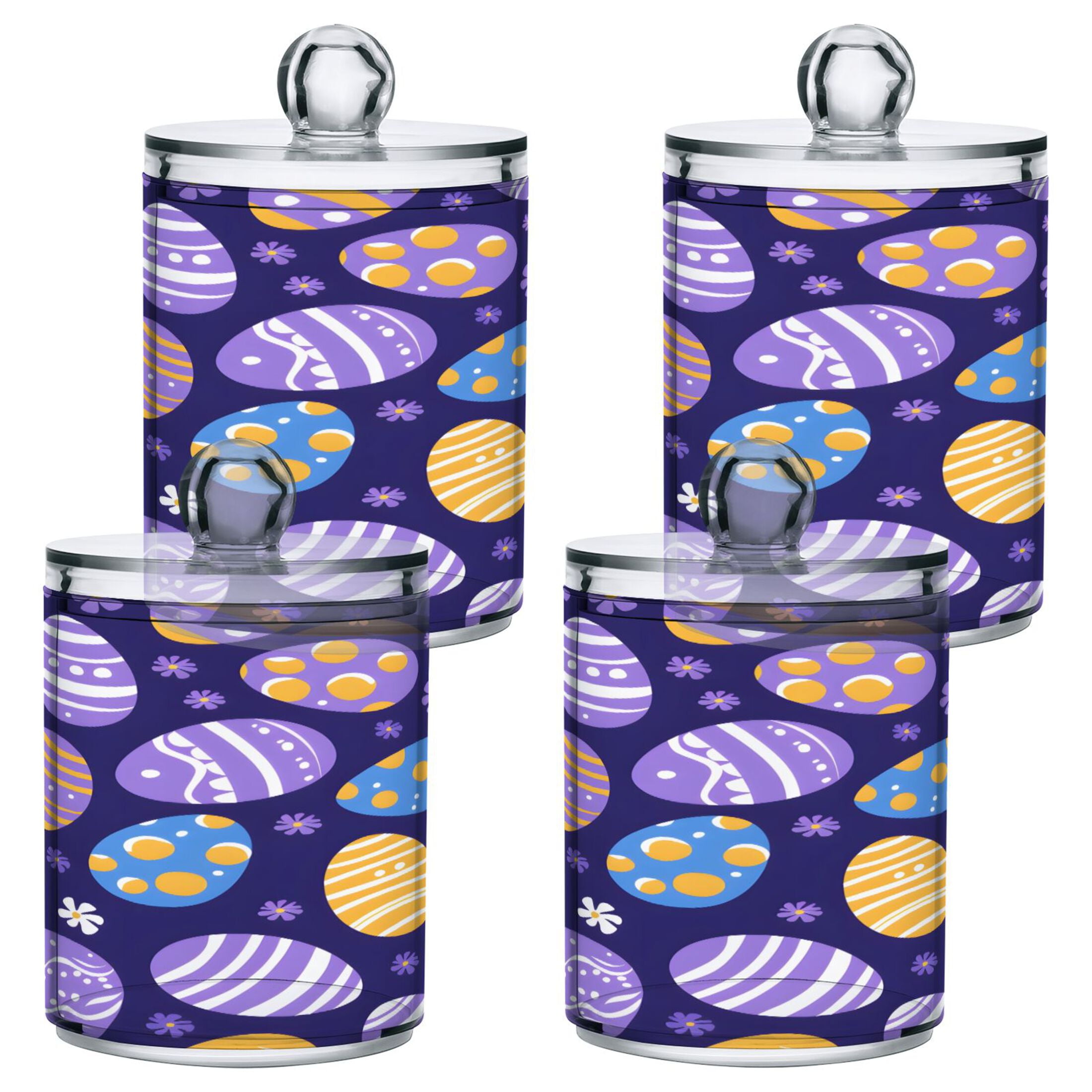 4 Pack Qtip Holder Dispenser Easter Egg and Snow Clear Plastic Storage ...