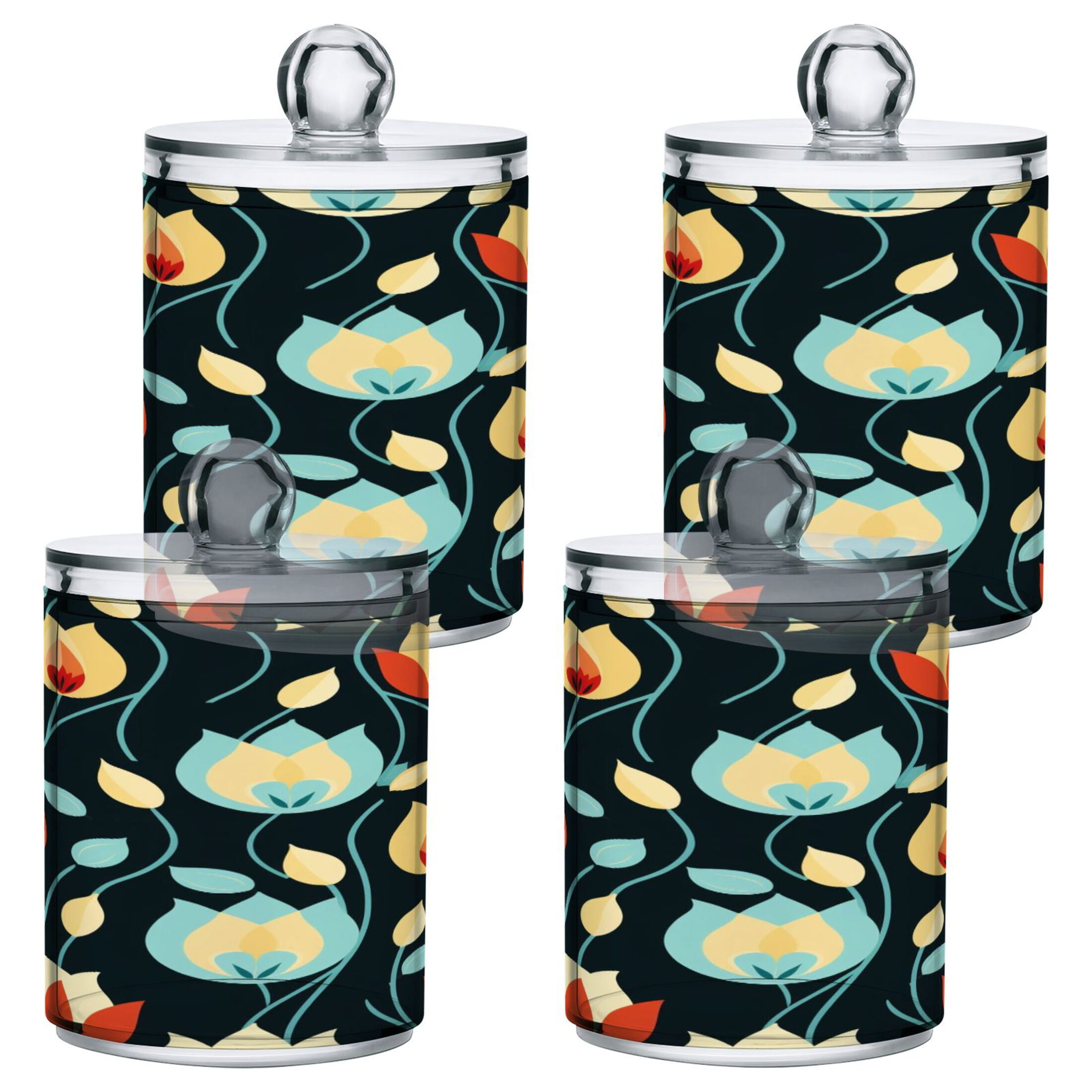 4 Pack Qtip Holder Dispenser Elegant Tulips Flower Clear Plastic ...