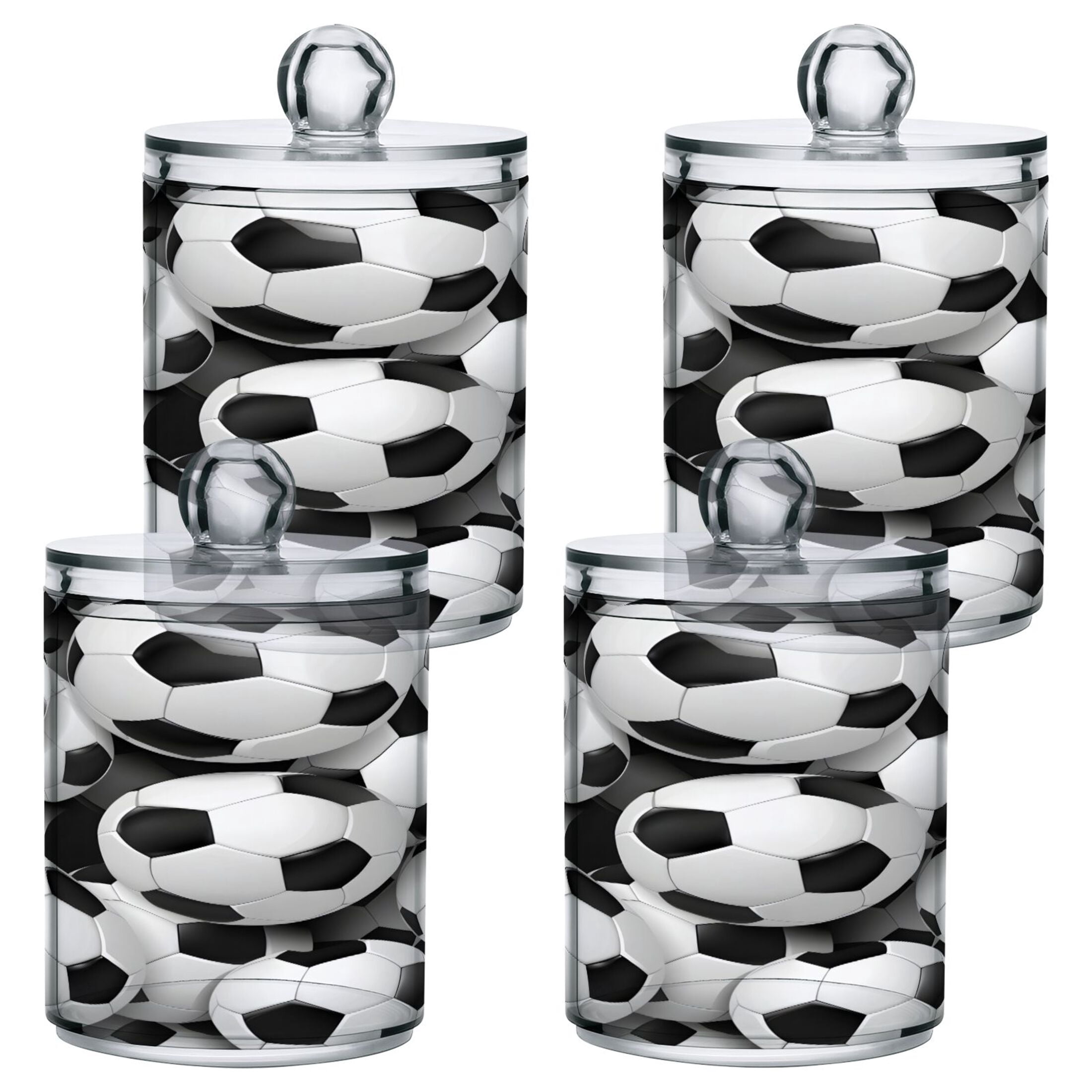4 Pack Qtip Holder Dispenser Football Background Clear Plastic Storage ...