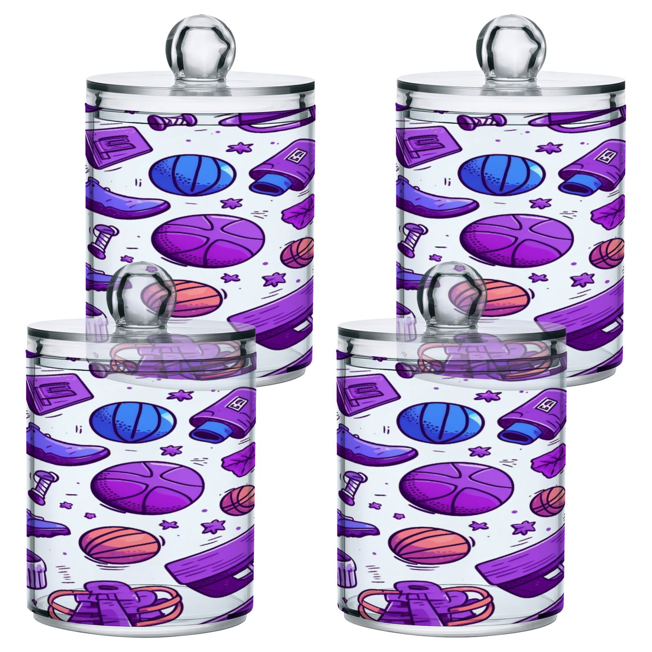 4 Pack Qtip Holder Dispenser Football Basketball Shoes Clear Plastic ...