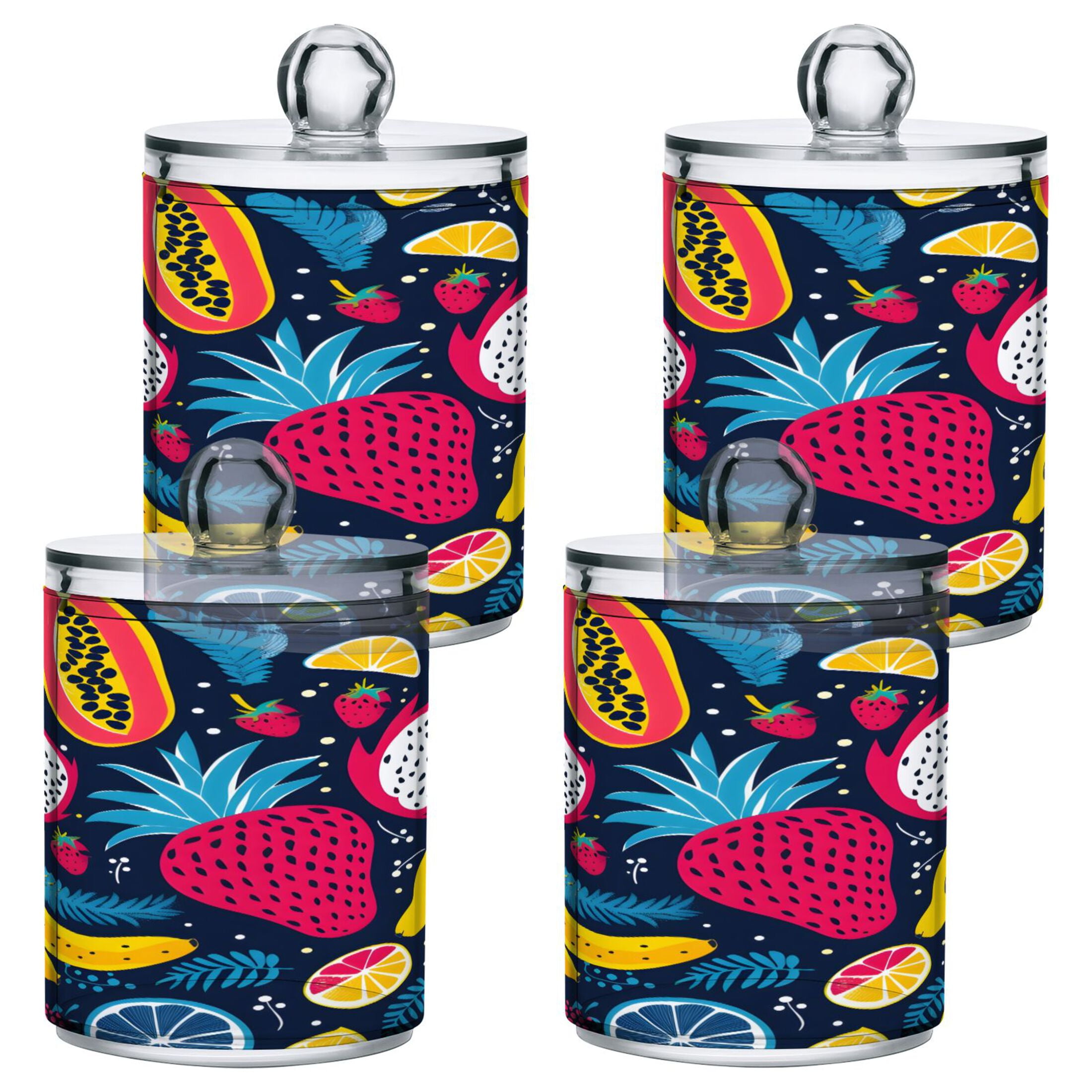 4 Pack Qtip Holder Dispenser Fruit Pitaya Banana Strawberry Papaya ...