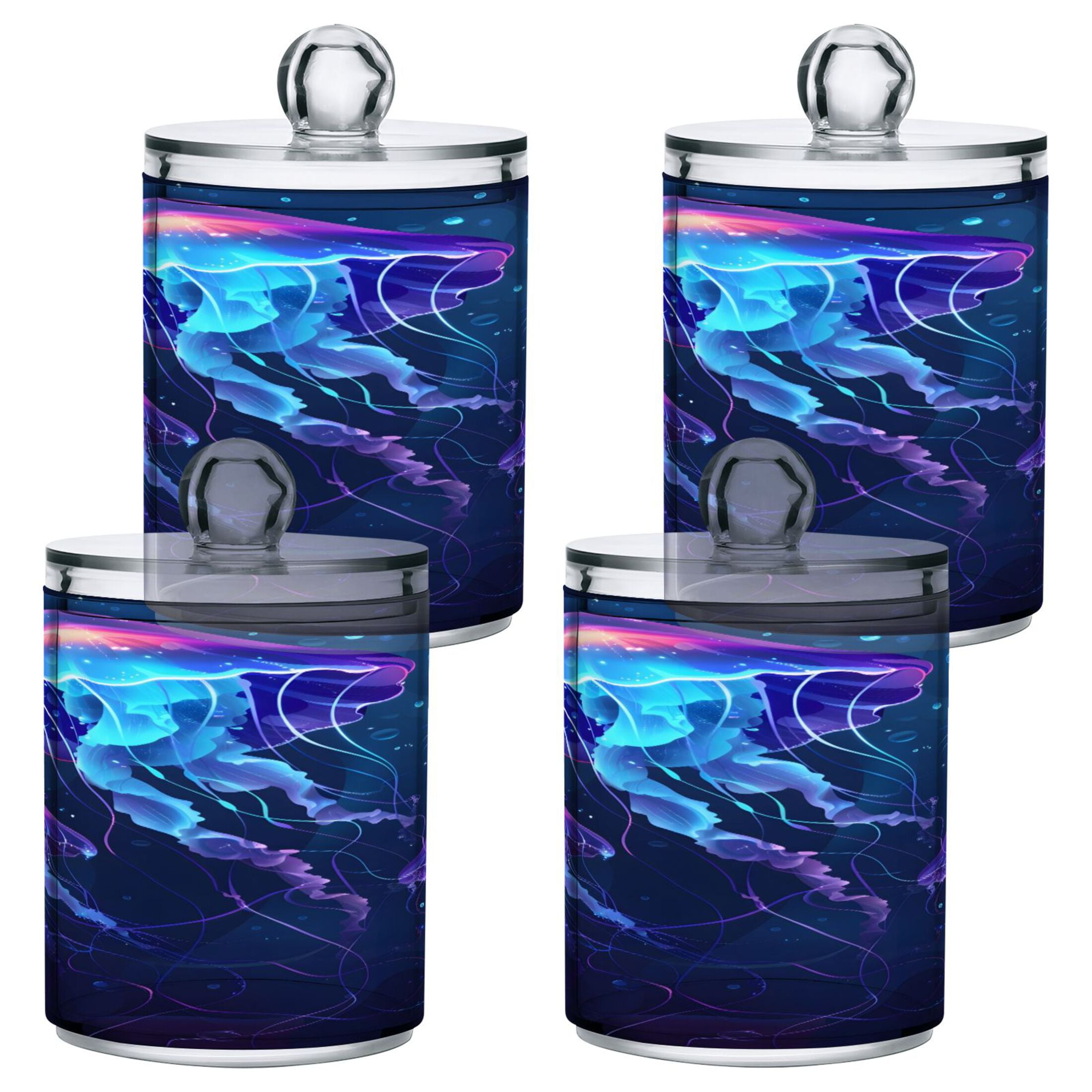 4 Pack Qtip Holder Dispenser Glowing Jellyfish in Underwater Clear ...