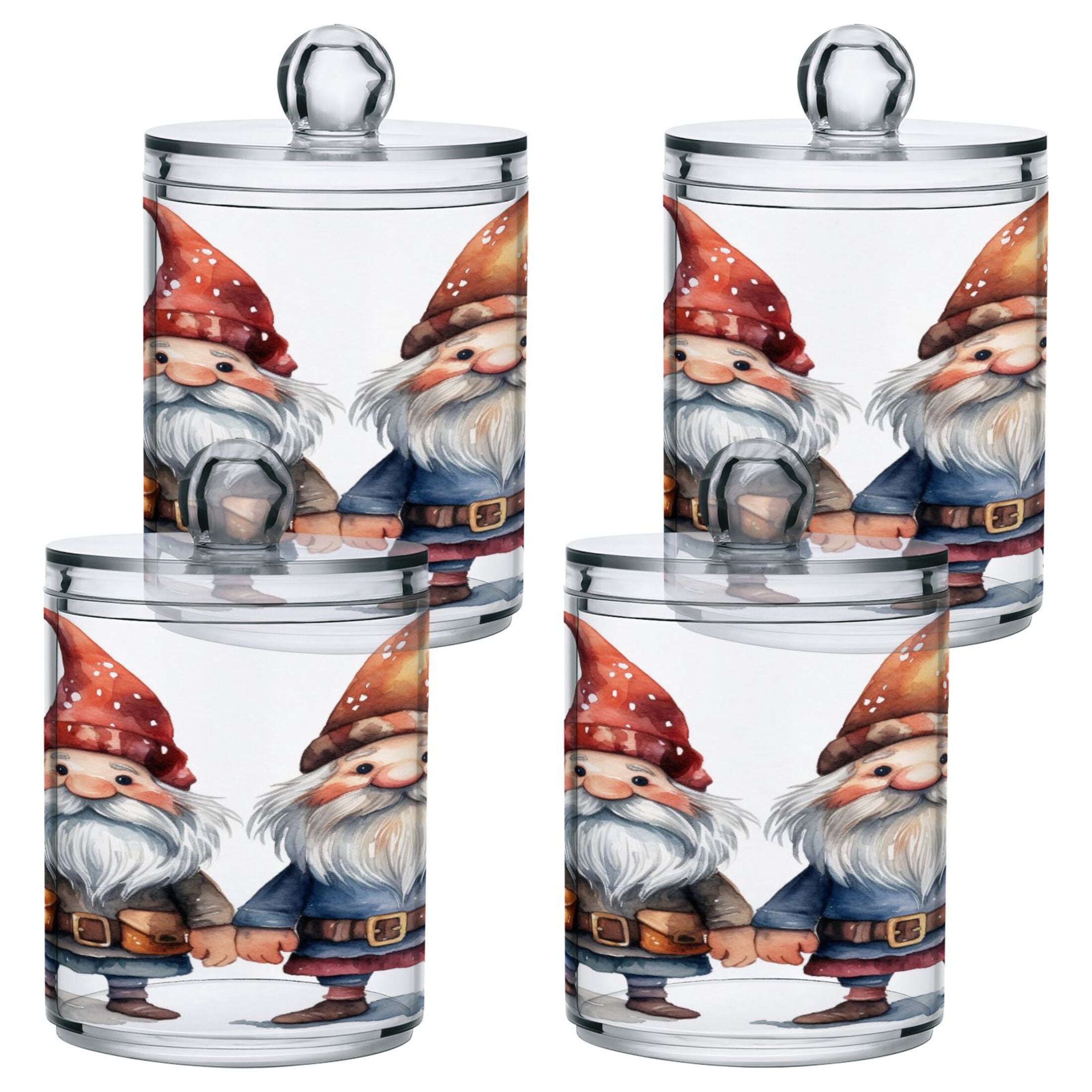 4 Pack Qtip Holder Dispenser Gnome with Pickaxe Clear Plastic Storage ...