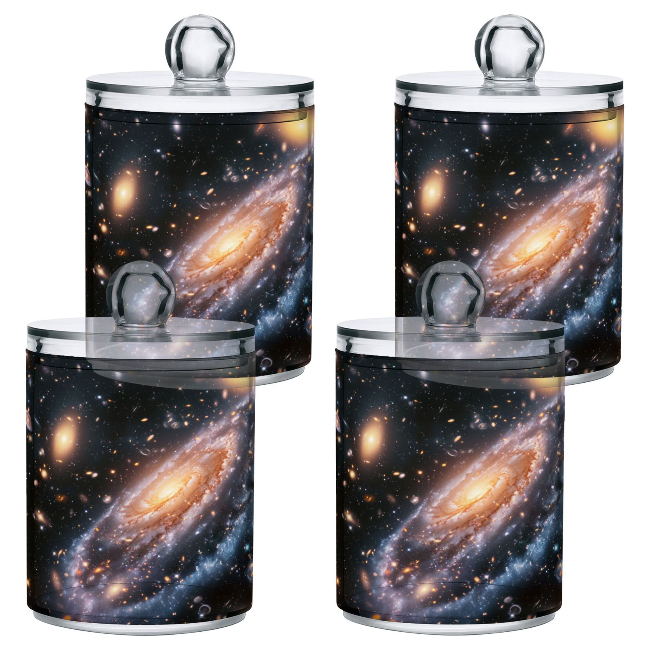 4 Pack Qtip Holder Dispenser Milky Way Clear Plastic Storage Apothecary ...