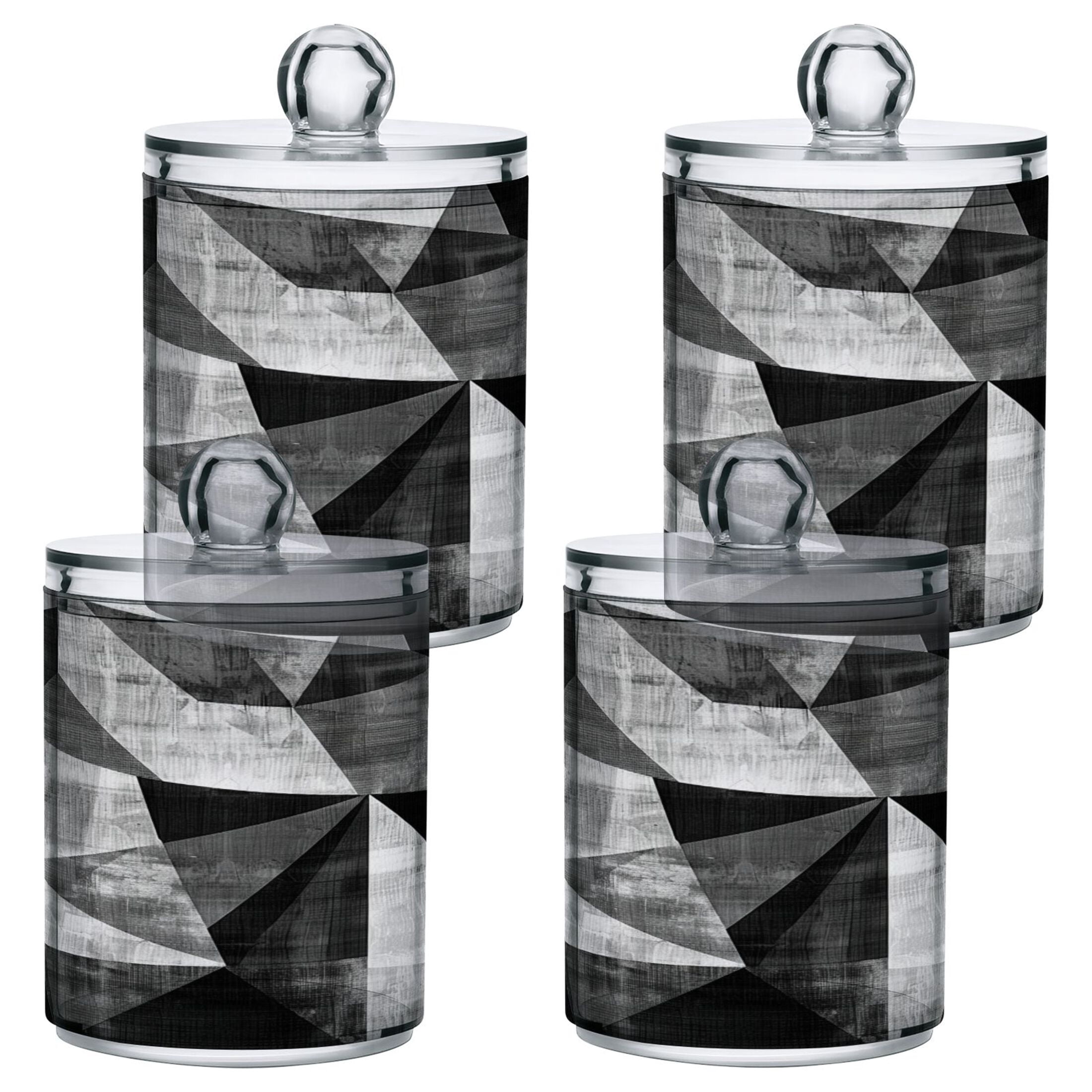 4 Pack Qtip Holder Dispenser Modern Geometric Sketch Art Clear Plastic ...