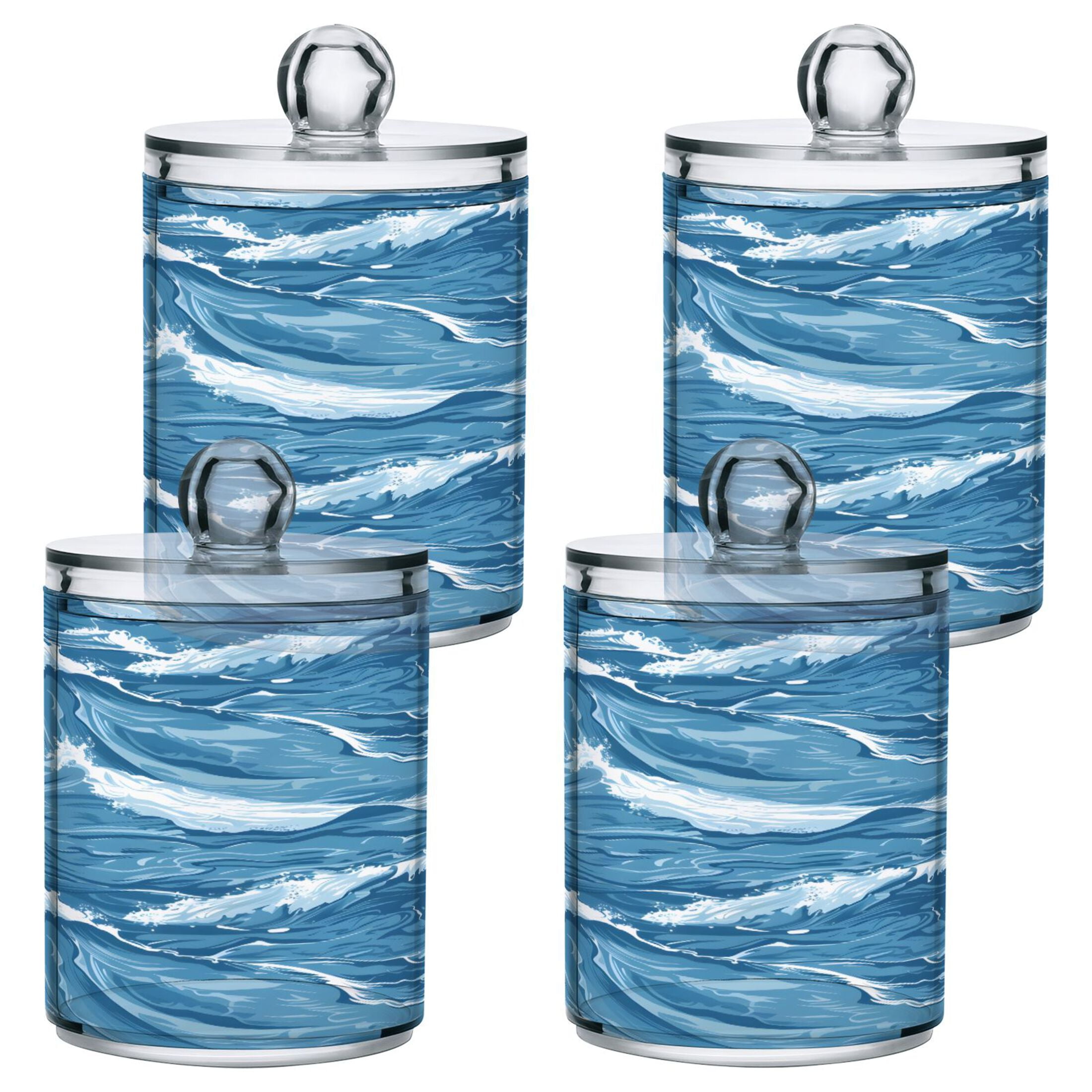 4 Pack Qtip Holder Dispenser Rough Waters Clear Plastic Storage ...