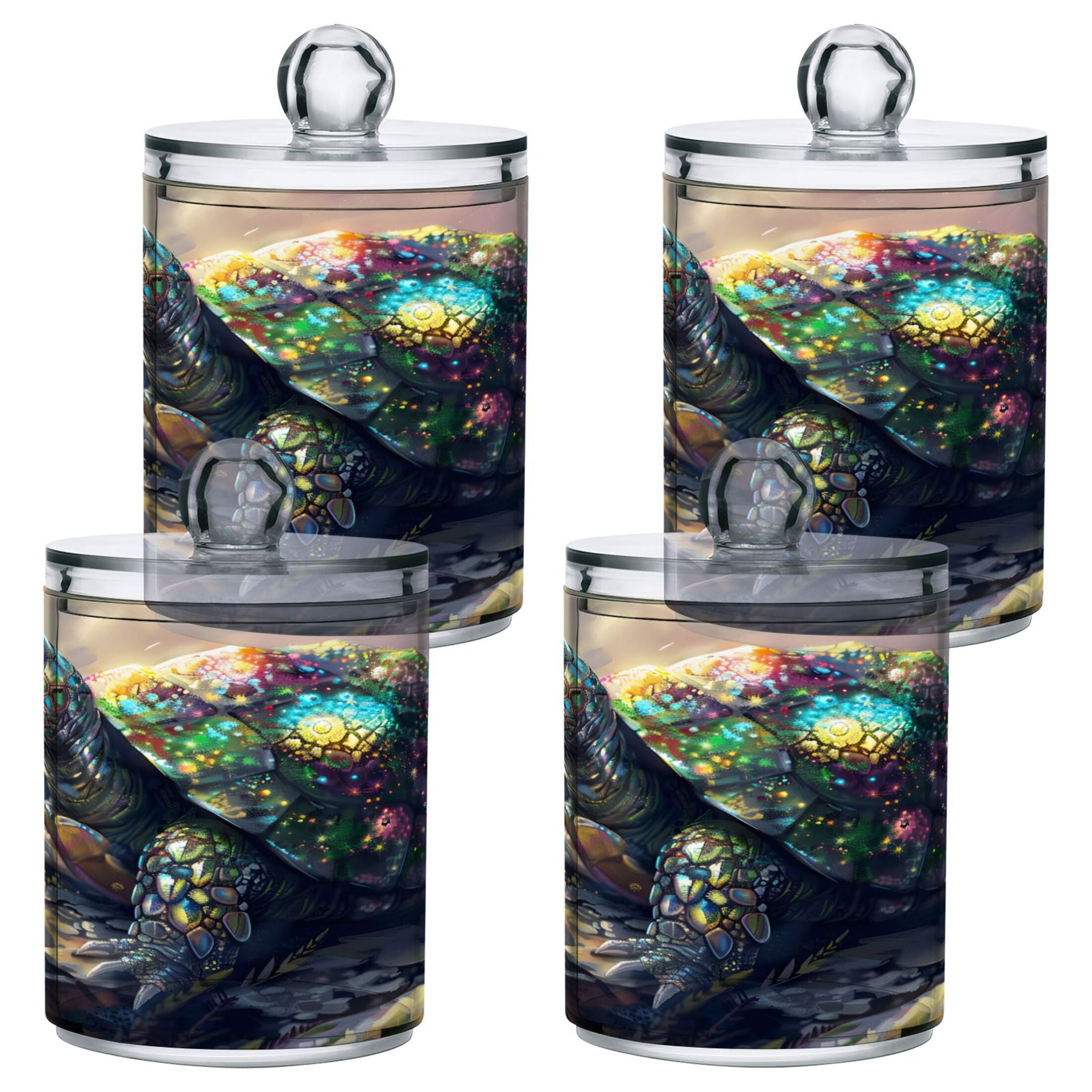 4 Pack Qtip Holder Dispenser Turtle Covered in Sparkling Gem Clear ...