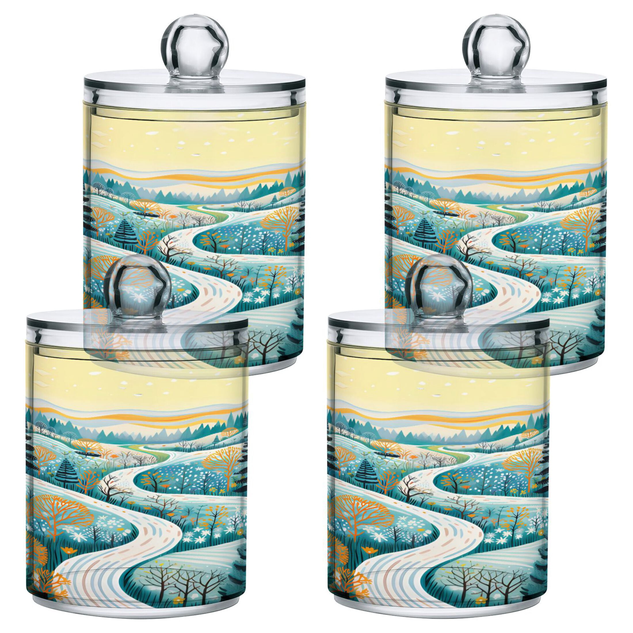4 Pack Qtip Holder Dispenser Winding Path in Forest Clear Plastic ...