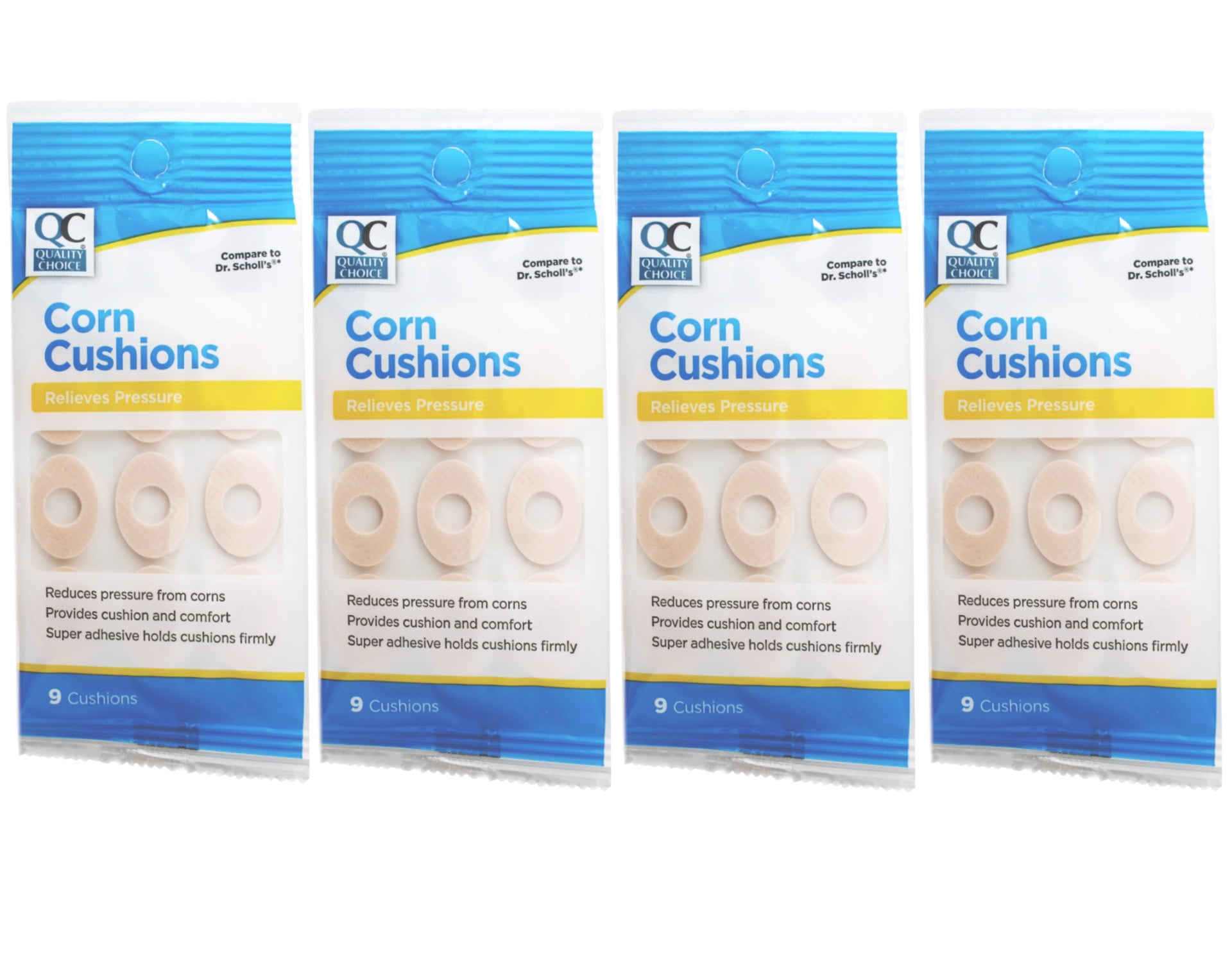 Quality Choice Corn Cushions, Pain Relief for Feet, 4 Pack, 9 Count ...