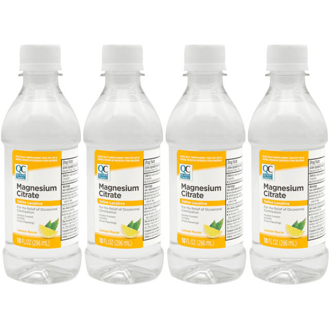 Quality Choice 4 Pack - Magnesium Citrate Saline Drink, Lemon Flavor, 10oz - Constipation Relief ...